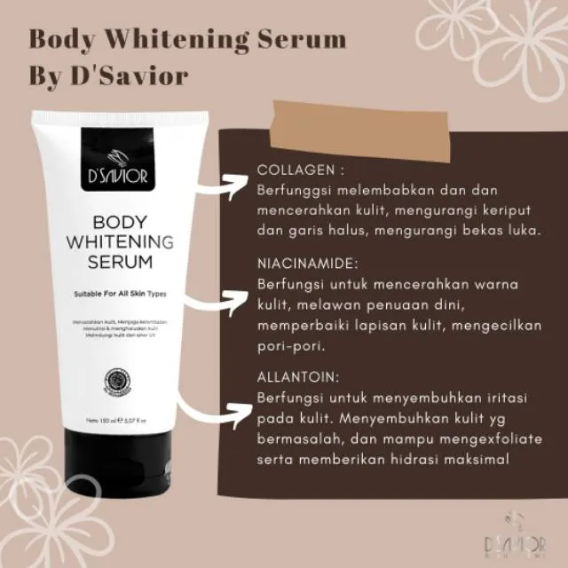 D'savior body whitening serum original | Lazada Indonesia