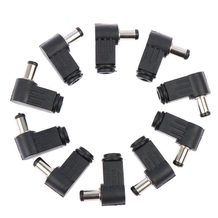 10pc 2.1mm x 5.5mm Male Plug Right Angle L Jack DC Power Tip Connector ...