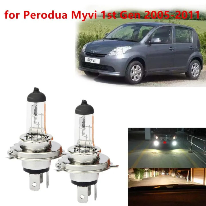 (2pcs) 12V 60-55W Headlamp HeadLight H4 Light Bulbs for Perodua Myvi ...