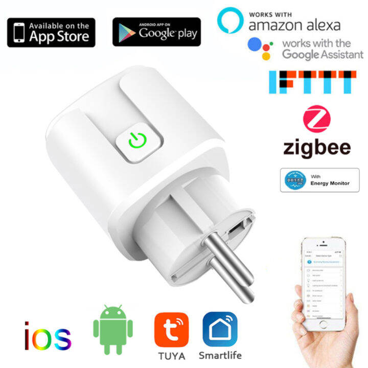 Tuya ZigBee Smart Plug 20A EU Plug Wireless Remote Socket Smart Timer Plug Voice Control EU Home ...