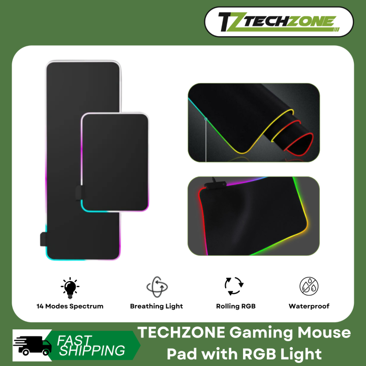 TECHZONE Gaming Mouse Pad with RGB Light with14 modes spectrum Anti ...