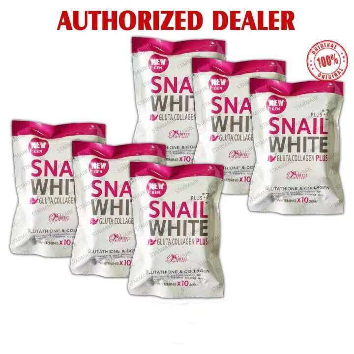 MZ ( SET OF 6 ) Perfect Skin Lady Snail White Soap Snail White Gluta ...