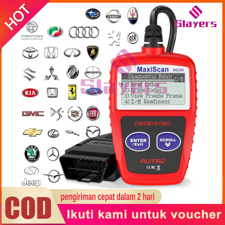 MS309 OBD2 Scanner Pembaca Kode Mesin Mobil Periksa Status Monitor Emisi DAPAT Diagnostik Scan ...