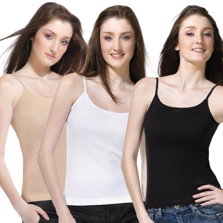 [สุดคุ้ม 3 ตัว] Cherilon เชอรีล่อน เสื้อสายเดี่ยว Cotton 100% นุ่ม บาง ทอไร้ตะเข็บข้าง ใส่สบาย ...