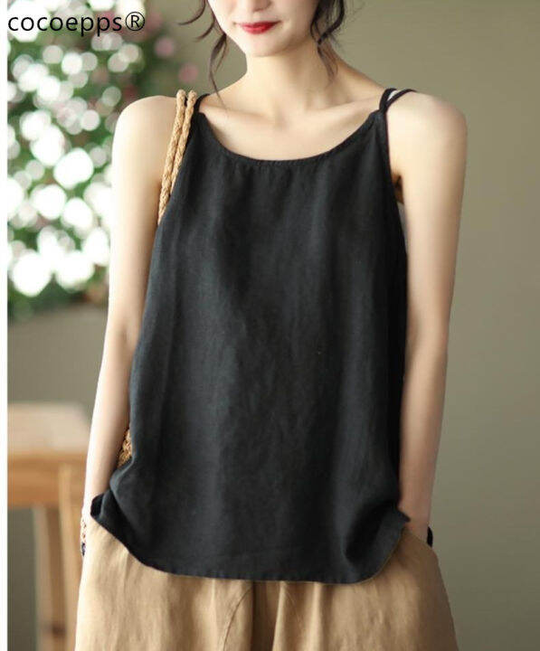 Cocoepps tinh khiết vải cotton mới phong cách dân tộc cổ điển áo dây nhỏ bờ lưng xinh đẹp chéo ...