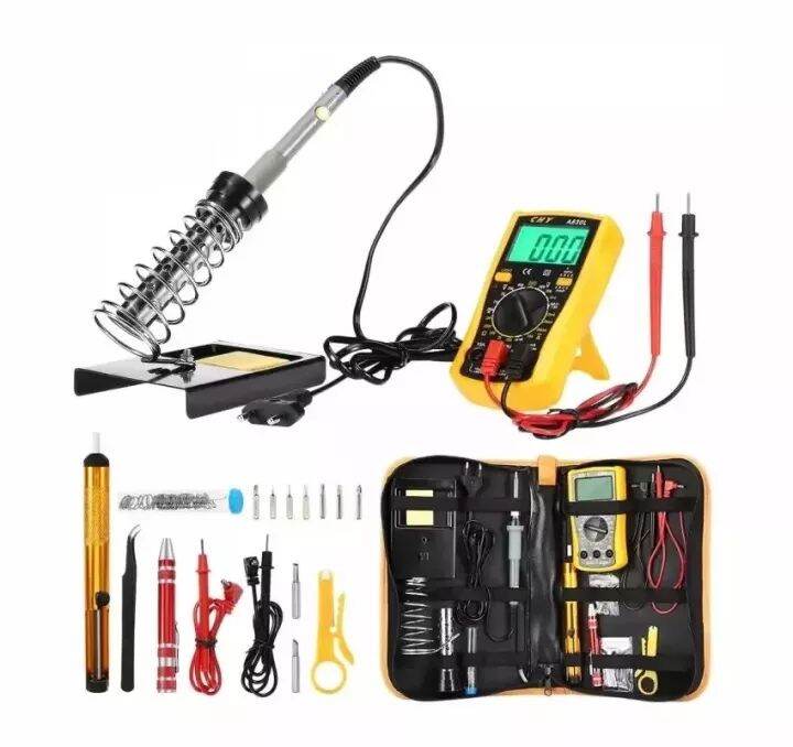 60W Electric Soldering Iron Set With Adjustable Temperature 200-450℃ Electric Soldering Iron Set ...