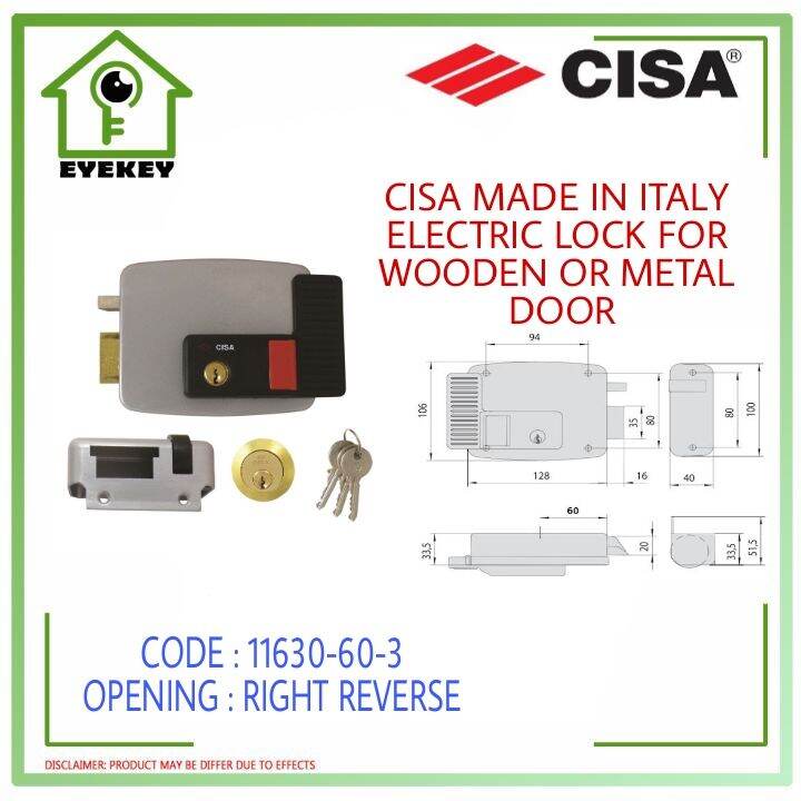 Cisa made in italy Electric lock for wooden or metal door swing out to ...