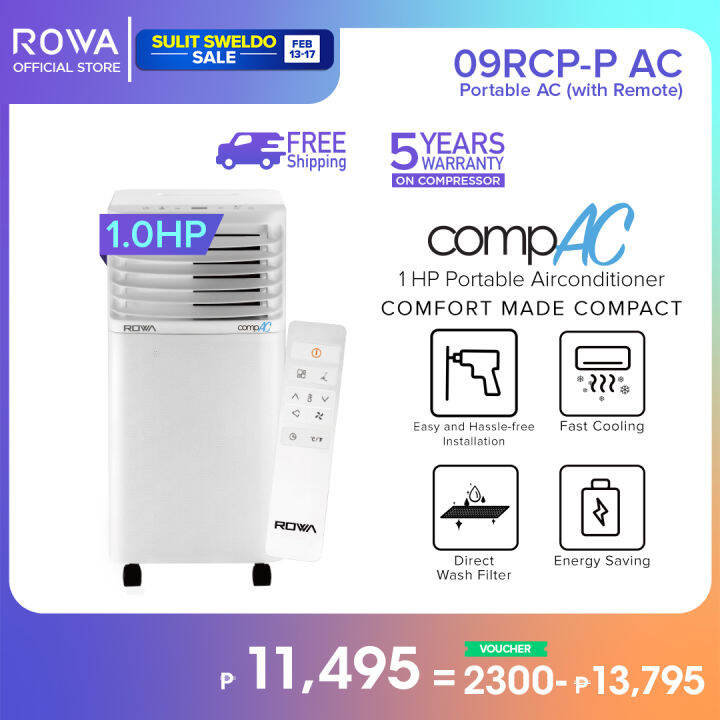 ROWA (CompAC) 1.0HP Portable Aircon with Remote Control - Fast Cooling ...