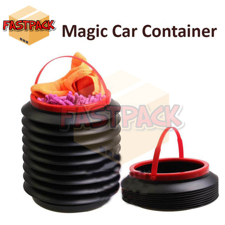 4L Black Multifunctional Magic Car Container Barrel Trash Bin Foldable ...