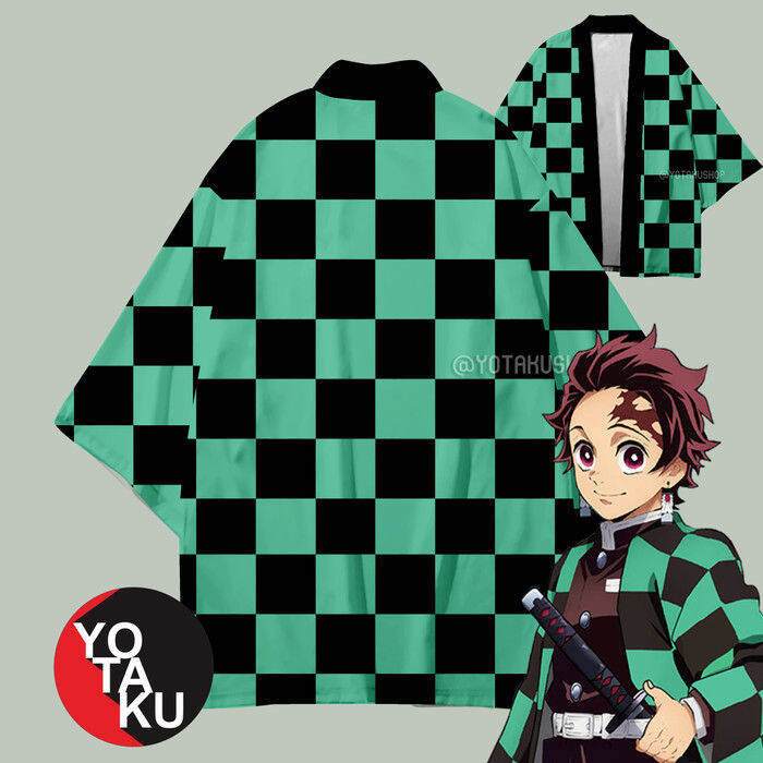 Haori Cardigan Anime Demon Slayer Tanjiro Kamado Kostum Cosplay Jepang ...
