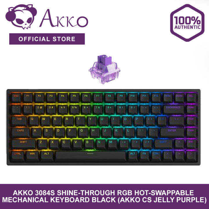 Akko 3084S Shine-Through RGB Hot-Swappable Mechanical Keyboard Black ...