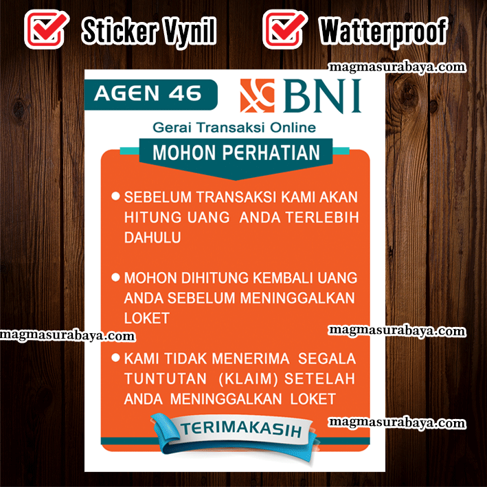 Stiker Agen BNI - stiker pemberitahuan counter - stiker agen | Lazada ...