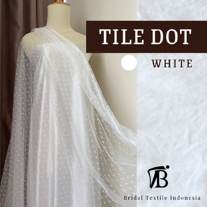 Bahan Kain Soft Tile Tulle Dot Polkadot Bintik Halus Warna Putih Tulang ...