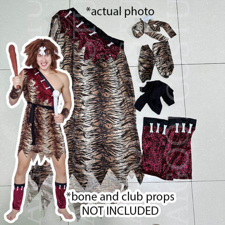 Caveman Costume for Men Cave Man Cosplay Halloween Stone Age for Adult ...