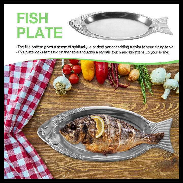 Stainless Steel Fish Plate | Thickened Oval Barbecue Plate | Fish ...