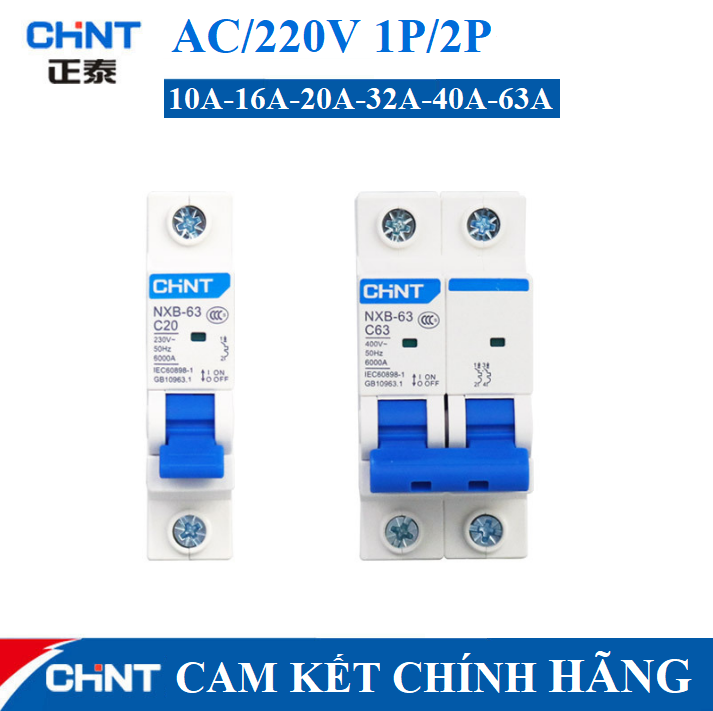Aptomat 1P 2P AC 220V CHINT 10A đến 63A át tép cb mcb bảo vệ chống ngắn mạch quá tải | Lazada.vn