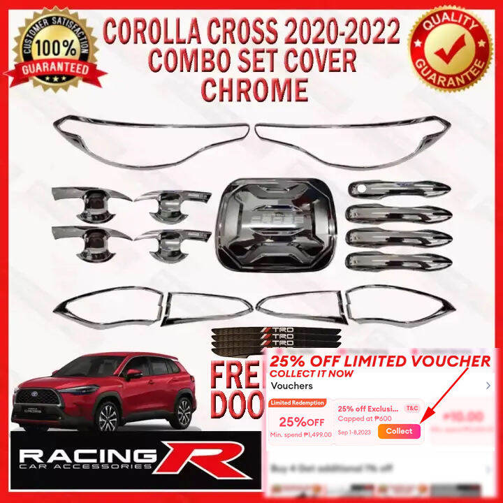 Toyota Corolla Cross 2020 to 2022 Garnish Combo set cover [ Matte Black ...