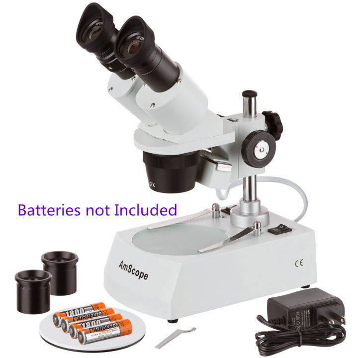 กล้องจุลทรรศน์สเตอริโอหลายเลนส์ขนาดกะทัดรัด20X-80X AmScope พร้อมหัวมุมขาตั้งเสาโลหะไฟ LED ด้านบน ...