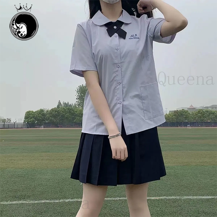 Queena เสื้อนักเรียนหญิง ชุดนักเรียนหญิง เสื้อปกทหารเรือ+หูกระต่าย+กระโปรงสั้น ชุด jk สามชิ้น ...