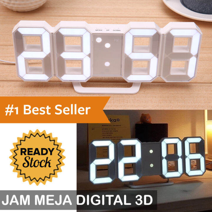 Jam Meja LED Digital Clock Angka Aesthetic Bisa Dicas Rechargeable ...