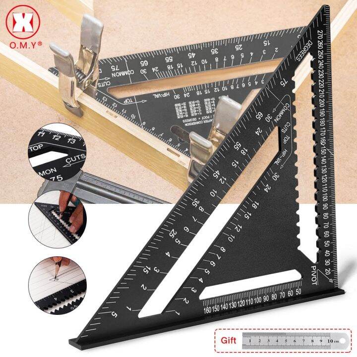 Angle Ruler 7/12 inch Metric Aluminum Alloy Triangular Measuring Ruler ...