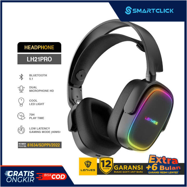 Headphone LENYES LH21 Pro Gaming Bluetooth ENC RGB Light 40ms Original ...