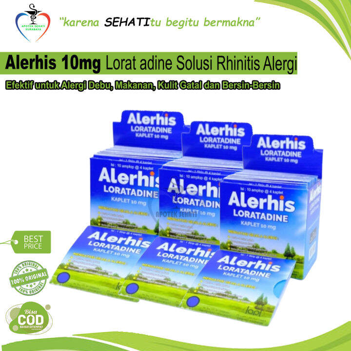 Alerhis 10mg Lratadin Anti Alergi Rhinitin Bersin dan Gatal | Lazada ...
