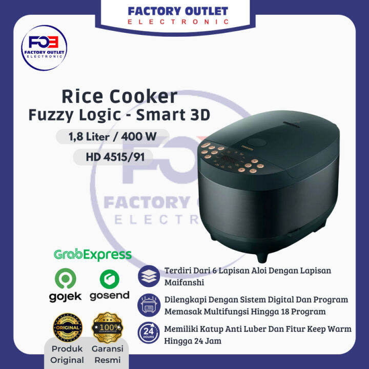 Philips Fuzzy Logic Digital Rice Cooker 1.8L HD4515/91 Hijau Tua ...