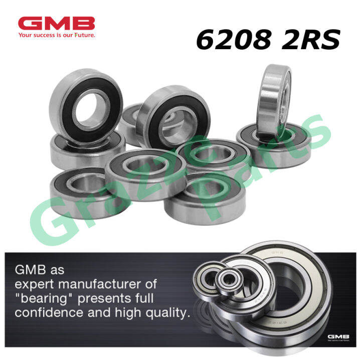 GMB Single Deep Groove Ball Bearing 6208 2RS Rubber Seal Cover Type ...