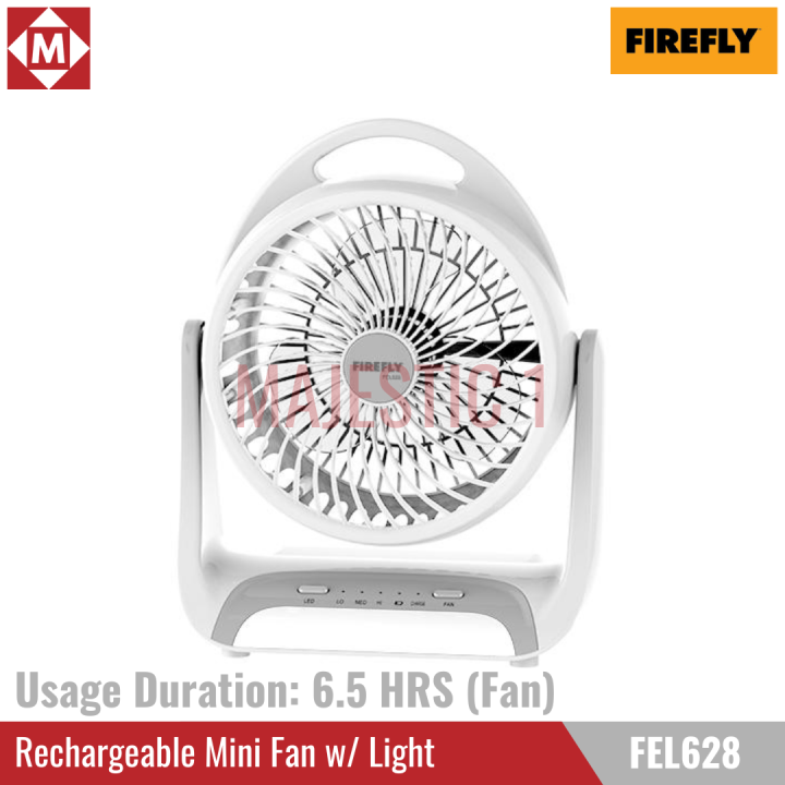 FIREFLY FEL628 Rechargeable Mini Table Fan w/ built-in dimmable ...