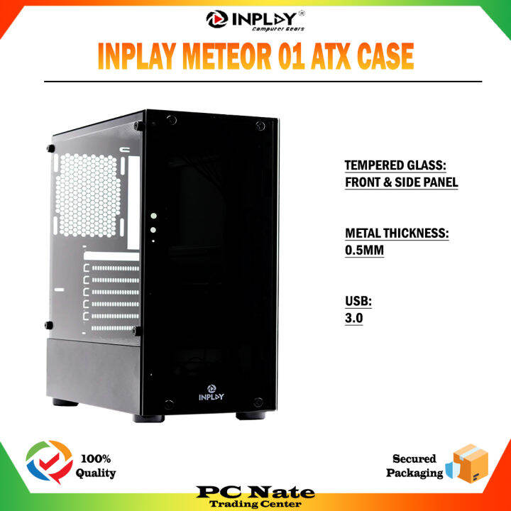 INPLAY Meteor 01 Mid Tower Tempered Glass Gaming Computer Case. ATX, M ...