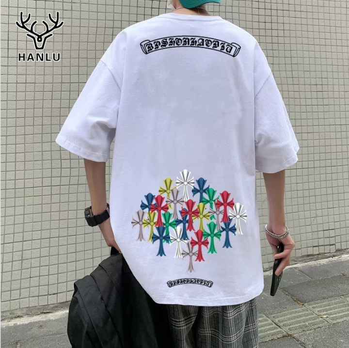 Hanlu เสื้อยืดผู้ชายชุดแขนสั้นแฟชั่นใหม่พิมพ์ลายด้านหลังคอกลม | Lazada ...