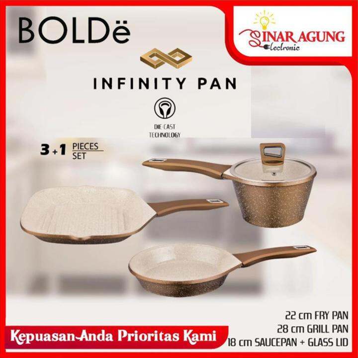 BOLDE SUPER INFINITY PAN 3+1 SET FRYPAN SAUCEPAN GRILLPAN PREMIUM ...