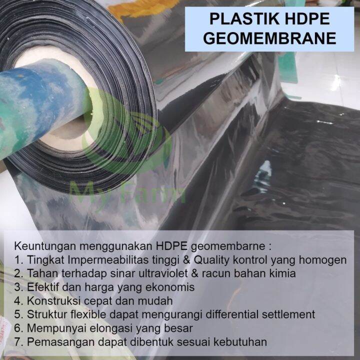 Plastik Hdpe Geomembrane Ketebalan 200 Micron Lebar 4 Meter Uv Hitam Ultraviolet Untuk Kolam ...