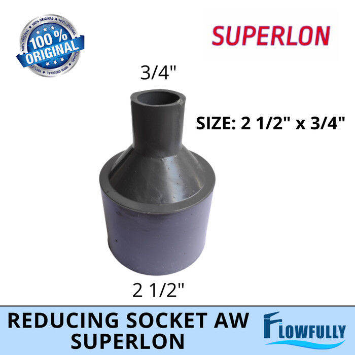 REDUCING SOCKET AW 2 1/2" x 3/4" SUPERLON PVC TS VLOK SOK REDUCER SOCK ...
