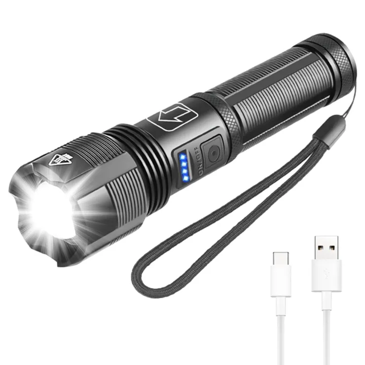 USB ChargingLED Flashlight 1000LM Zoomable Searchlight 1500mAh Battery IPX4 Torch Light W 5 ...