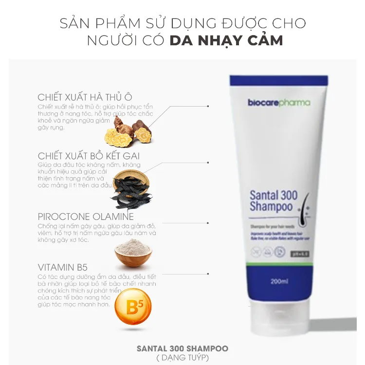 Dầu gội dược liệu Bio Care Pharma giảm gàu, nấm ngứa da đầu Santal 300 ...