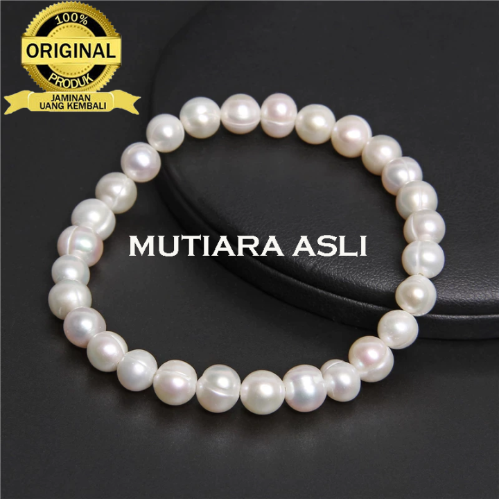 Gelang Tangan Mutiara Air Tawar Lombok Putih Natural Original/gelang mutiara air tawar asli ...