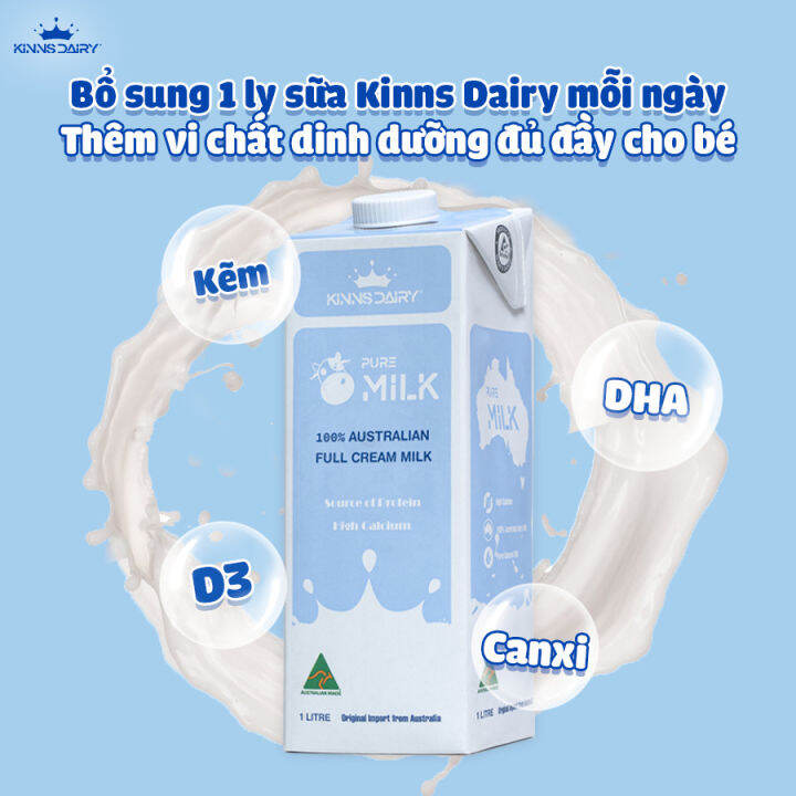 Thùng 12 Hộp Sữa Tươi Nguyên Kem KINNS DAIRY Hộp 1 Lít, Sữa Tươi Úc Đạt ...