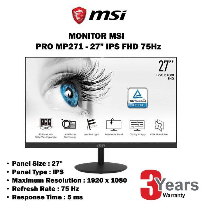 MSI MONITOR PRO MP271 (IPS 75Hz) ประักัน 3ปี | Lazada.co.th
