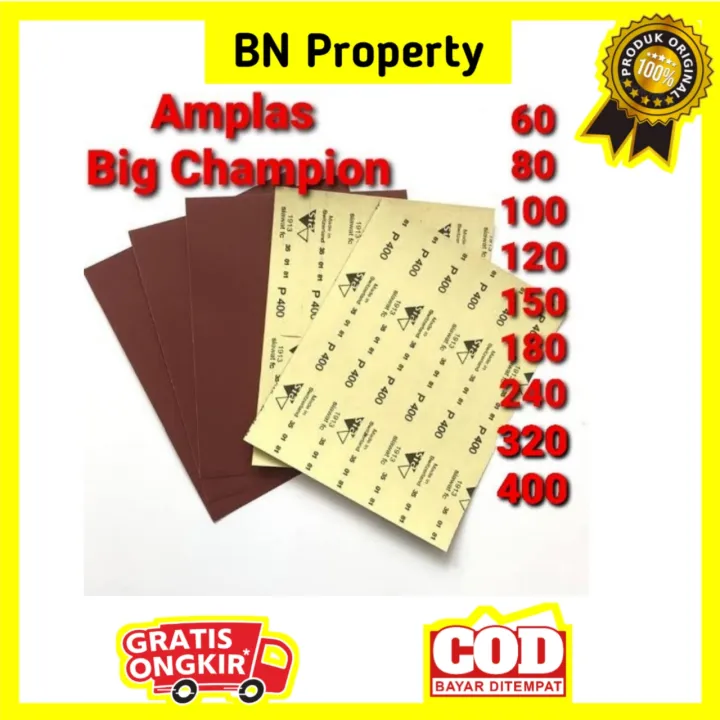 Amplas Kertas Gosok Lembaran Merah BIG CHAMPION & RMC Waterproof Grit ...
