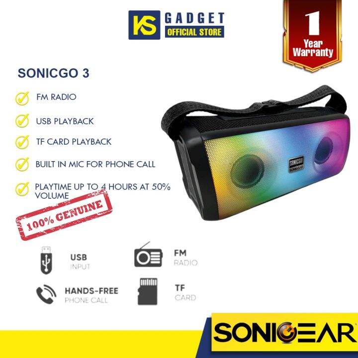SonicGear SonicGo 3 Portable Speaker Built In Mic with Dynamic Light ...