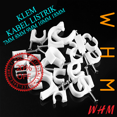 KLEM KABEL LISTRIK PLASTIK WARNA PUTIH + PAKU BETON ANTI KARAT UKURAN ...