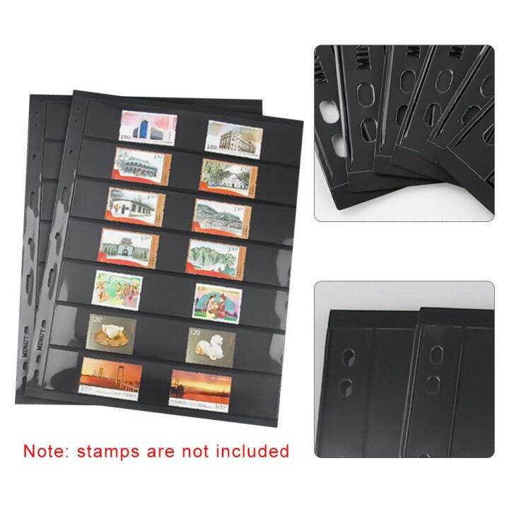 MIKIYO FASHION Stockpages 9 Binder Holes Double Sided Stamp Storage Letter Holder Stamp Album ...