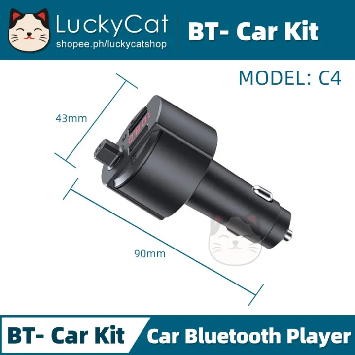 C4 2.1A Bluetooth Car Kit FM Transmitter Wireless Bluetooth MP3 Player ...