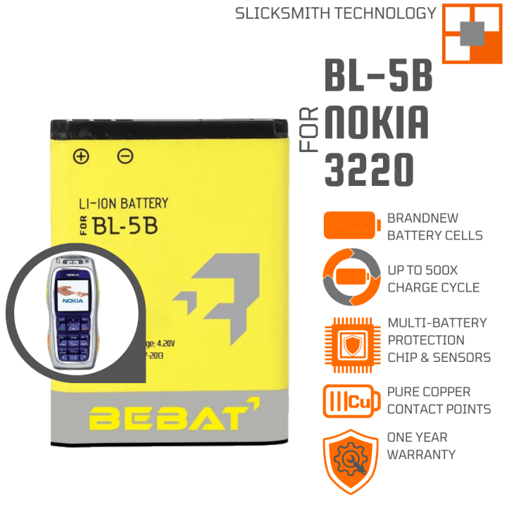 Nokia 3220 Battery BL-5B 890mAh | SlickSmith Technology | Lazada PH