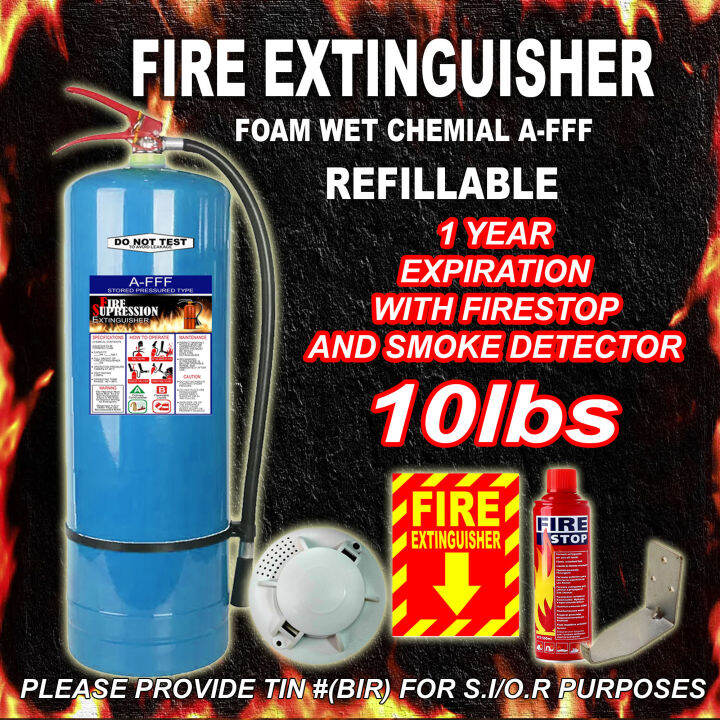 Fire extinguisher 10 lbs | Blue AFFF with smoke detector and firestop ...