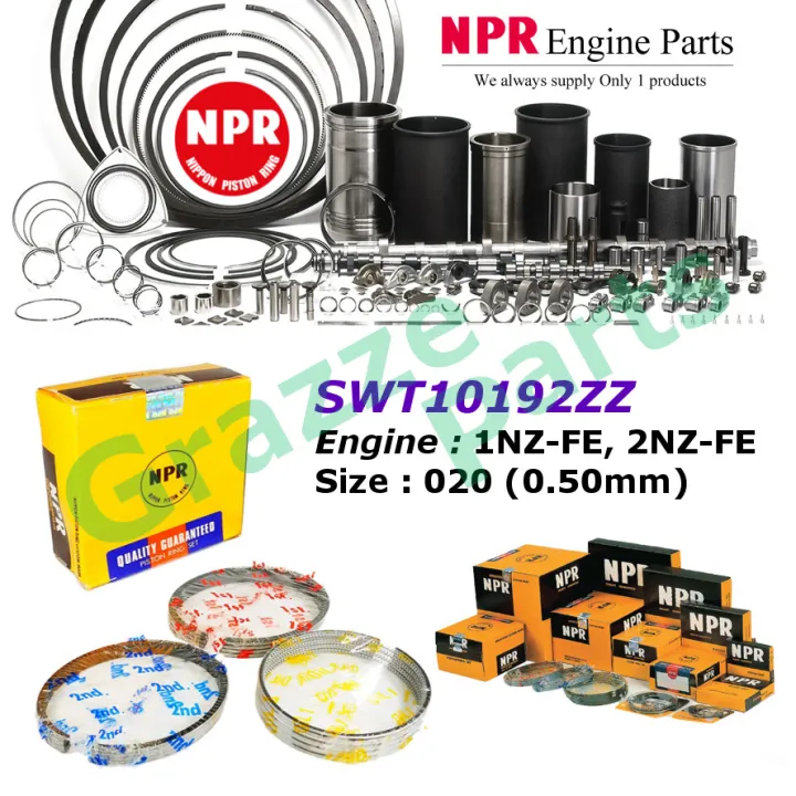 NPR Piston Ring Set 020 (0.50mm) SWT10192ZZ for Toyota Vios Yaris Vitz ...