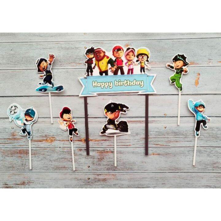 satu set isi 7 cake topper toper hiasan kue ulang tahun hiasan puding ...