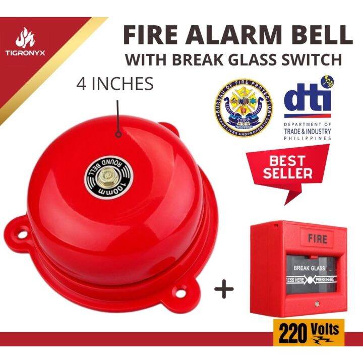 Fire Alarm Bell 4” With Break Glass Switch | Lazada PH